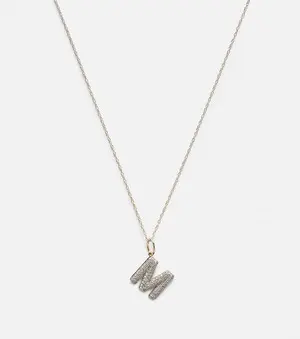 STONE AND STRAND Initial 10kt Necklace With Diamonds