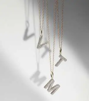 STONE AND STRAND Initial 10kt Necklace With Diamonds