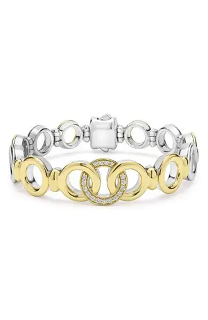 Lagos Signature Caviar Diamond Link Bracelet - Two-tone