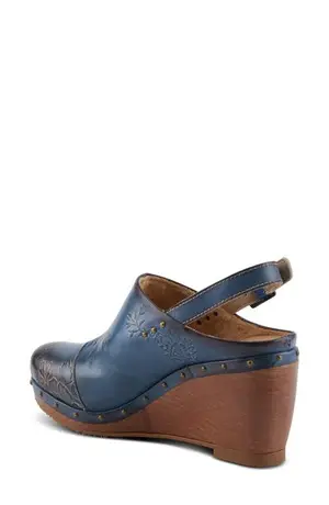 SPRING STEP SHOES Loveya Platform Wedge Clog - Blue