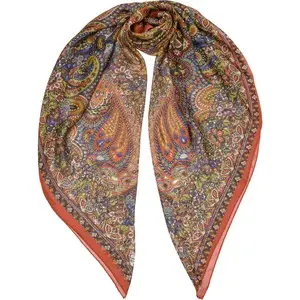 ELIZABETTA Helenalarge Silk Scarf For Women Rust