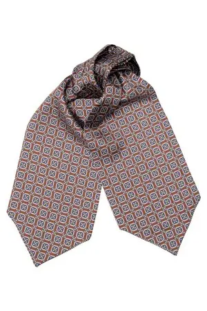 ELIZABETTA Elizabetta Barberini Silk Ascot Cravat Tie Chocolate