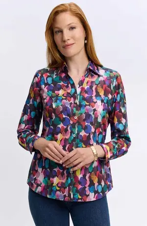 Foxcroft Mary City Lights Cotton Button-up Shirt