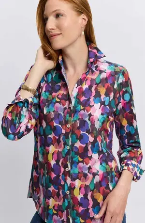 Foxcroft Mary City Lights Cotton Button-up Shirt
