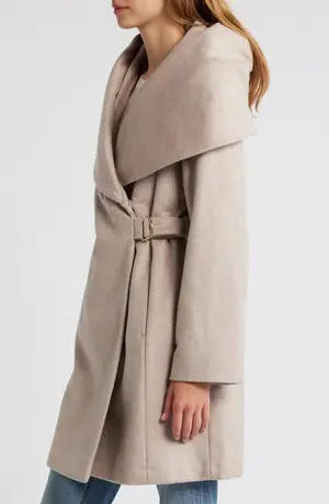 Via Spiga Hooded Wool-blend Belted Coat - Bone