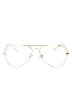 FIFTH & NINTH Charlie Aviator Blue Light Blocking Glasses - Rose Gold