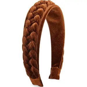 Tasha Tasha Braided Velvet Headband Chocolate Brown