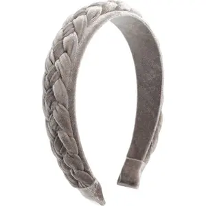 Tasha Tasha Braided Velvet Headband Grey