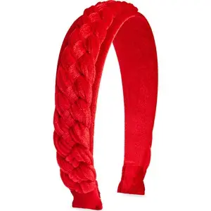 Tasha Tasha Braided Velvet Headband Red