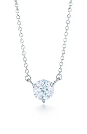 Kwiat Round Diamond Solitaire Pendant Necklace - White Silver