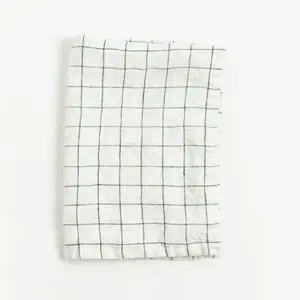 CREATIVE WOMEN Stone Washed Linen Tea Towel Windowpane
