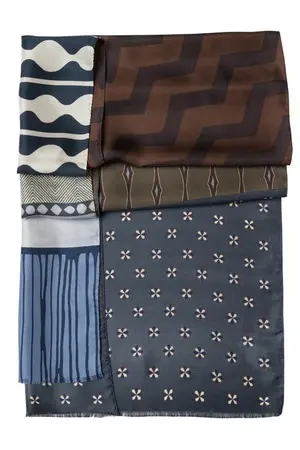 ELIZABETTA Atrilarge Silk Scarf Blue