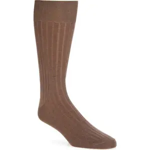 Nordstrom Ribbed Mercerized Cotton Blend Dress Socks - Mocha