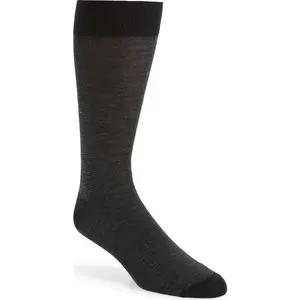 Nordstrom Stripe Merino Wool Blend Dress Socks - Black