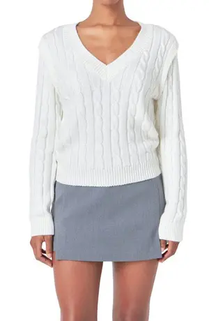 Endless Rose Cable Knit V-neck Sweater