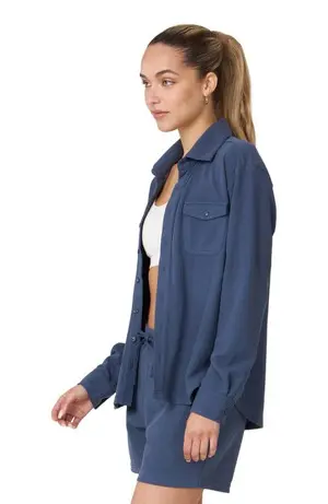 REBODY Retreat Waffle Button Down Shirt - Navy