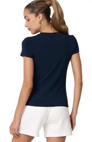 REBODY Fitted Short Sleeve Top - Navy