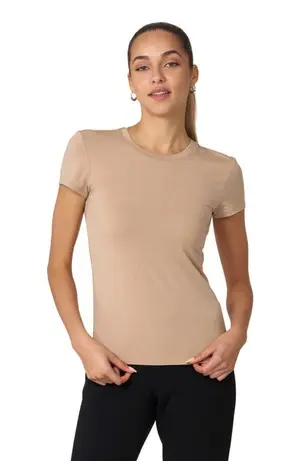 REBODY Fitted Short Sleeve Top - Sand