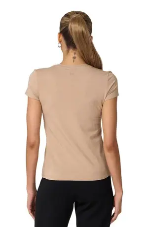 REBODY Fitted Short Sleeve Top - Sand
