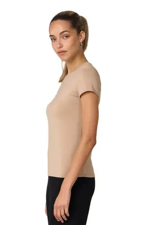 REBODY Fitted Short Sleeve Top - Sand