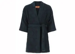 Off-White Arrow Pattern Dark Irish Aubergine Bathrobe - Green