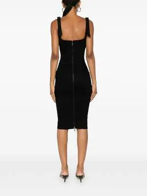 MUGLER Panelled Denim Midi Dress - Black