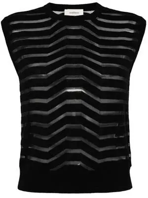 ONEFIFTEEN Striped Knitted Vest - Black