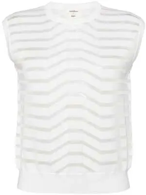 ONEFIFTEEN Striped Knitted Vest - White