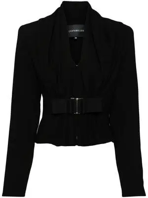 Costarellos Crepe Wool Cropped Jacket