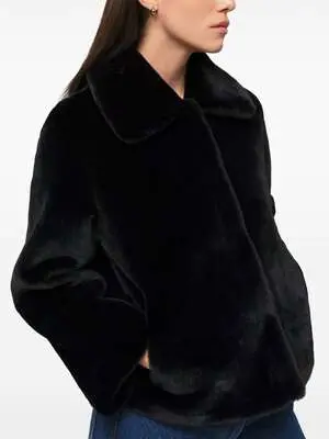 Apparis Wide-collar Faux Fur Jacket - Black