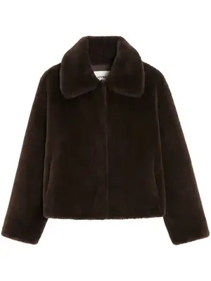 Apparis Wide-collar Faux Fur Jacket - Brown
