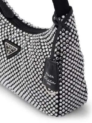 Prada Re-edition Crystal-embellished Mini Bag - Black