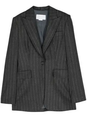 GENNY Pinstriped Virgin Wool-blend Blazer - Grey