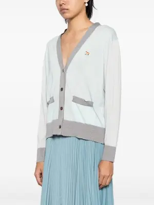 Maison Kitsuné Baby Fox Patch Color Block Cardigan - Green