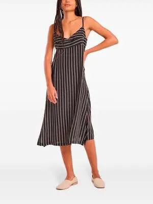 HANDRED Stripes Silk Midi Dress