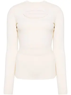 A.W.A.K.E. Mode Lip-appliqué Knitted Top - Neutrals