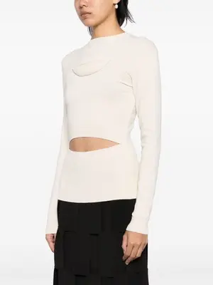 A.W.A.K.E. Mode Lip-appliqué Knitted Top - Neutrals