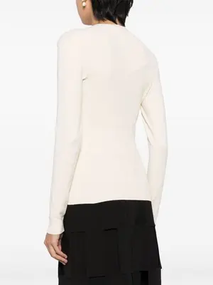 A.W.A.K.E. Mode Lip-appliqué Knitted Top - Neutrals