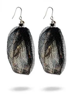 UNDERCOVERISM Tulle Crystal Pendant Earrings - Black