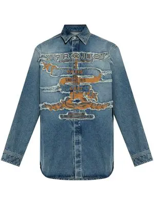 Y/project Distressed Denim Shirt - Blue