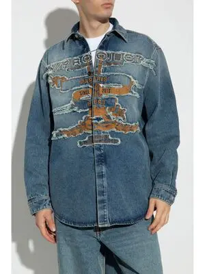 Y/project Distressed Denim Shirt - Blue
