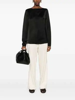 TOTEME Long-sleeve Satin Top - Black