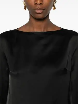 TOTEME Long-sleeve Satin Top - Black