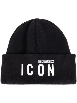 Dsquared2 Intarsia-knit Logo Beanie - Black