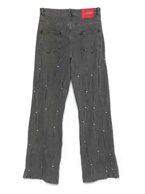 KUSIKOHC Multi Rivet Straight Leg Jeans - Grey