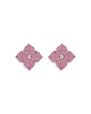 Piranesi Fiore Earrings With Sapphires And Diamonds - Pink