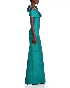 Rickie Freeman For Teri Jon Metallic Jacquard Gown In Emerald Multi - 74%  Off | Editorialist