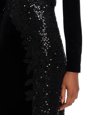 Rickie Freeman For Teri Jon Sequined Inset Velvet Gown