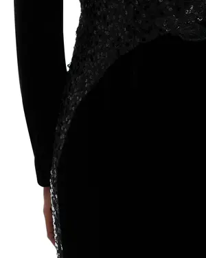Rickie Freeman For Teri Jon Sequined Inset Velvet Gown