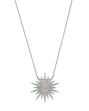 Bloomingdale'S Diamond Starburst Pendant Necklace 14k Gold, 2.0 Tcw - White